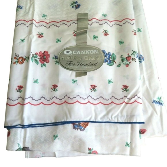 CANNON | Bedding | Vintage Cannon Twin Sheet Set White Floral Fitted 1 ...